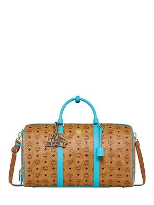 Mcm Collection X Wtw Allover Logo Large Weekender Bag - Cognac