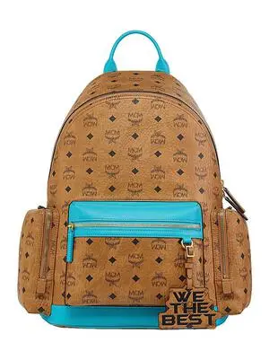 Mcm Allover Logo Backpack - Cognac