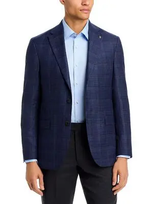 JACK VICTOR Midland Regular Fit Windowpane Plaid Wool Sport Coat - Navy