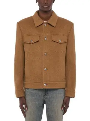 Helmut Lang Hairy Wool Blend Trucker Jacket - Dark Camel
