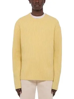Helmut Lang Ribbed Crewneck Wool Sweater - Sunlight