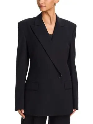 Helmut Lang Belted Asymmetrical Button Blazer - Black