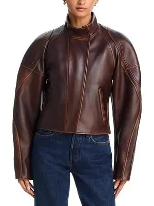 Helmut Lang Leather Zip-up Jacket - Saddle