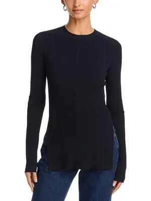 Helmut Lang Ribbed Slit Crewneck Top - Black