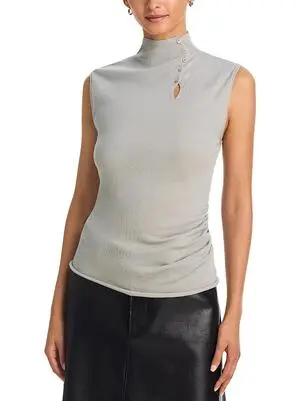 Helmut Lang Sleeveless Button Top - Light Grey