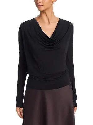 Helmut Lang Cowl Neck Long Sleeve Dolman Top - Black