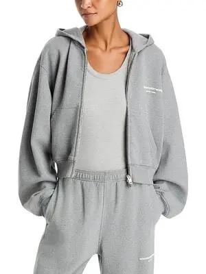 Alexander Wang Zip Up Logo Hoodie - Sidewalk