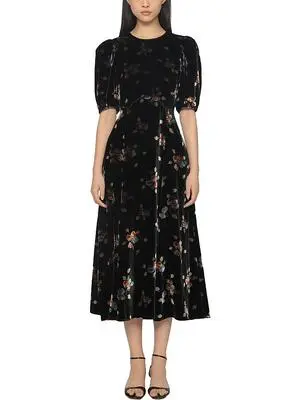 Sea Leda Velvet Midi Dress - Black