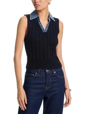 SIX FIFTY Six Fifty Monica Sleeveless Mixed Media Sweater Black