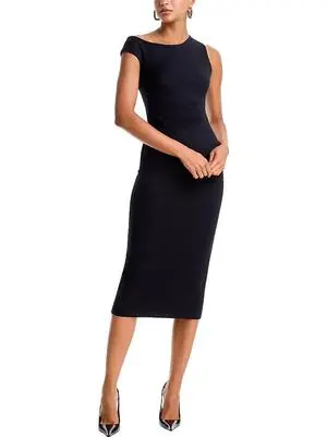 Aqua Asymmetric Midi Dress - Black