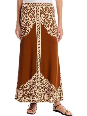 Johanna Ortiz Wild Frontiers Maxi Skirt - Brown/ecru