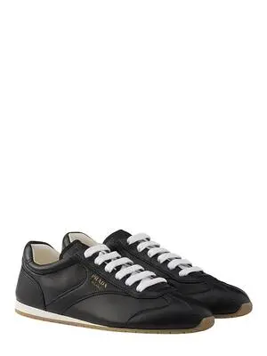 Prada Nappa Leather Lace Up Sneakers - Black