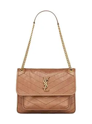 Saint Laurent Niki Medium Bag In Vintage Leather - Light Caramel