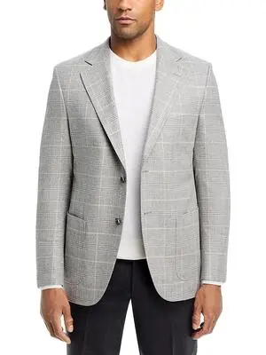 Peter Millar Tailored Fit Wool & Cashmere Plaid Soft Jacket - Light Grey