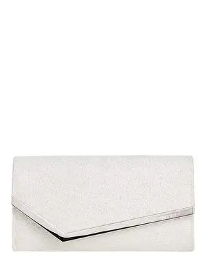 JIMMY CHOO Emmie Glitter Clutch - Ivory/silver