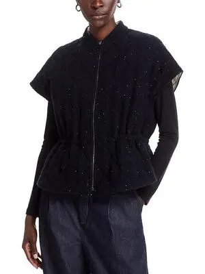 Fabiana Filippi Diamond Quilted Sequin Vest - Blue