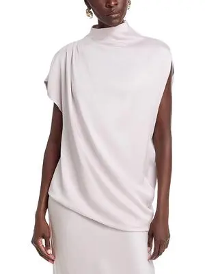 Fabiana Filippi Sleeveless Draped Satin Top - Stone