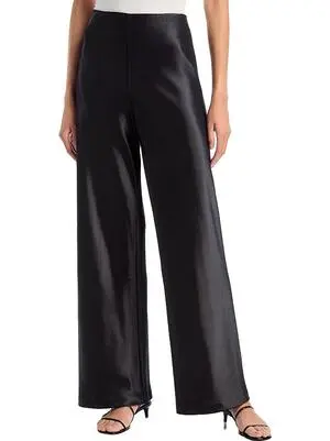 Aqua Satin Bias Cut Pants - Black