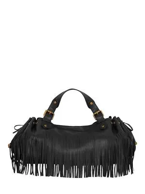 Gerard Darel 24h Fringes Leather Handbag - Black