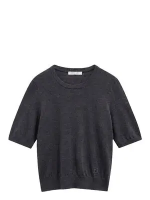 Gerard Darel Gerard Darel Reine Short Sleeve Merino Wool Sweater Charcoal