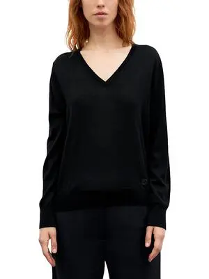 Gerard Darel V-neck Merino Wool Sweater - Black