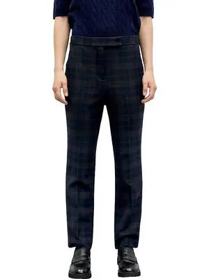 Gerard Darel Plaid Tailored Trousers - Navy