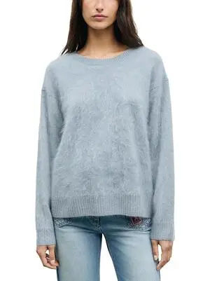 Gerard Darel Rida Brushed Cashmere Crewneck Sweater - Blue