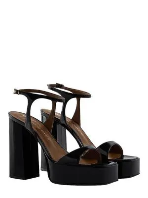 GIUSEPPE ZANOTTI Patent Leather Platform Sandals With Buckled Ankle Strap - Nero