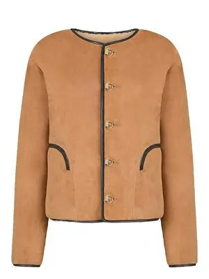 BLAZÉ MILANO Tatoosh Gliss Button Up Leather Bolero Jacket - Camel