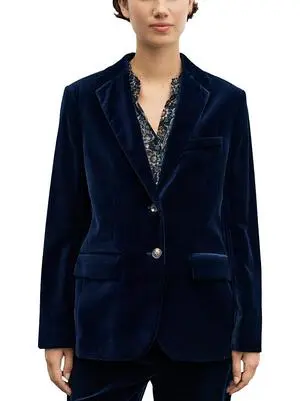Gerard Darel Jyna Velvet Blazer - Navy