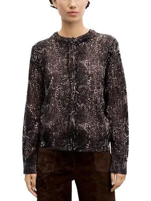 Gerard Darel Rouba Printed Wool Button-front Sweater - Brown