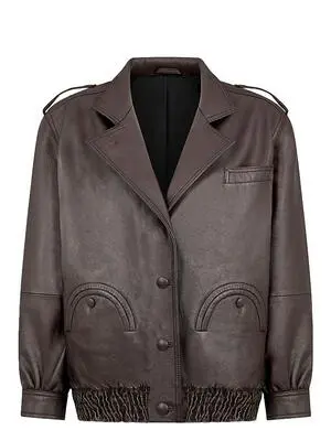 BLAZÉ MILANO Ares Charlie Leather Bomber Jacket - Ebano