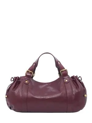 Gerard Darel 24h Large Leather Handbag - Redwine
