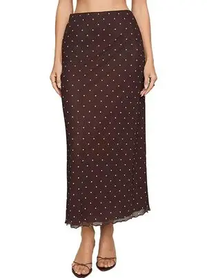 Z Supply Eda Polka Dot Mesh Midi Skirt - Dark Chocolate