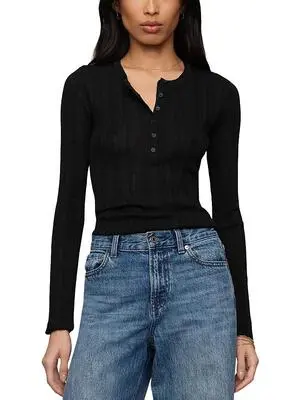 Z Supply Rowena Fine Knit Henley Sweater - Black