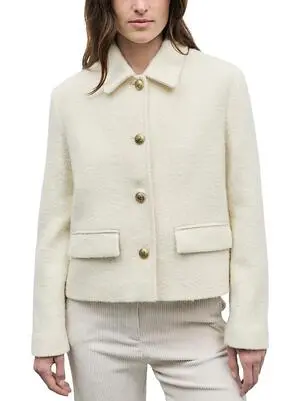 Gerard Darel Button Front Cropped Jacket - Ecru