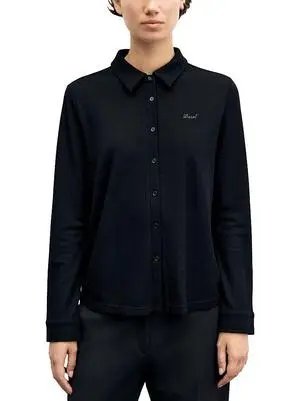 Gerard Darel Bambi Wool Button Front Shirt - Black