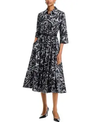 Michael Kors Printed Cotton Shirt Dress - Pewter Multi