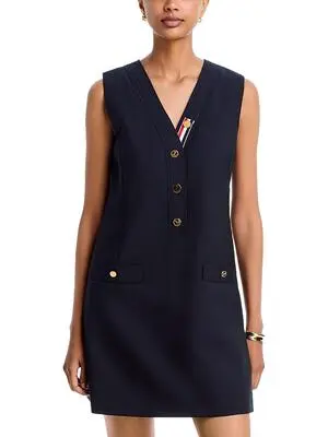 Thom Browne V-neck Mini Dress - Navy