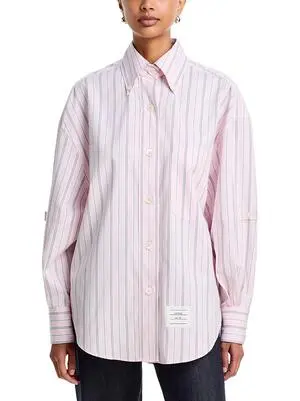 Thom Browne Striped Cotton Shirt - Light Pink
