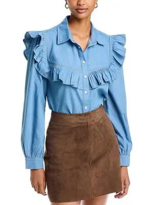 AREA STARS Area Stars Ruffled Denim Shirt
