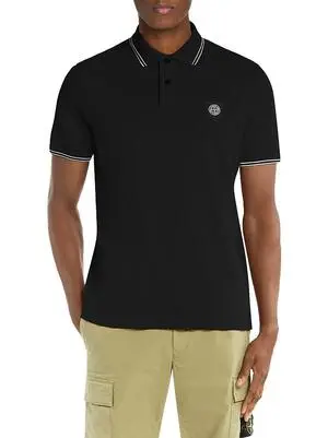 Stone Island Corta Slim Fit Cotton Blend Polo Shirt Black