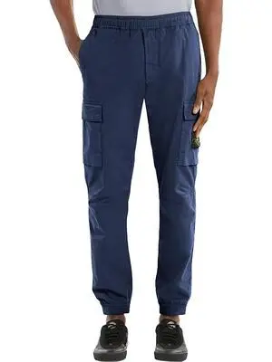 Stone Island Stone Island Slim Fit Tapered Cotton Blend Cargo Pants Navy Blue
