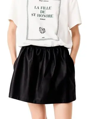 Maje Leather Skirt - Black