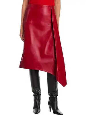 Co Leather Scarf Pleat Skirt - Cherry