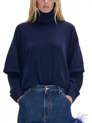 DARKPARK Troy Merino Wool & Cashmere Double Sleeve Tee - Blue