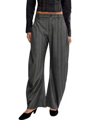 Free People Spotlight Barrel Pants - Grey Combo