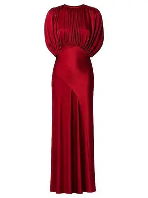 Tove Tove Silk Gathered Maxi Dress Claret