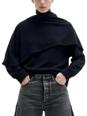 DARKPARK Darkpark Addison Wool Cashmere Knit Scarf Top Black