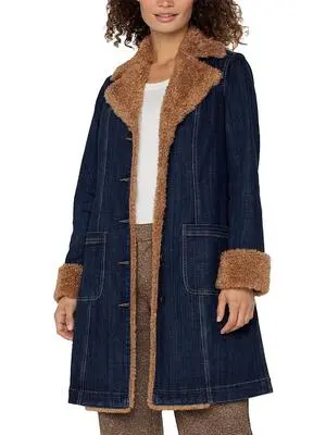 LIVERPOOL Sherpa Trimmed Denim Jacket - Cinder Bloom